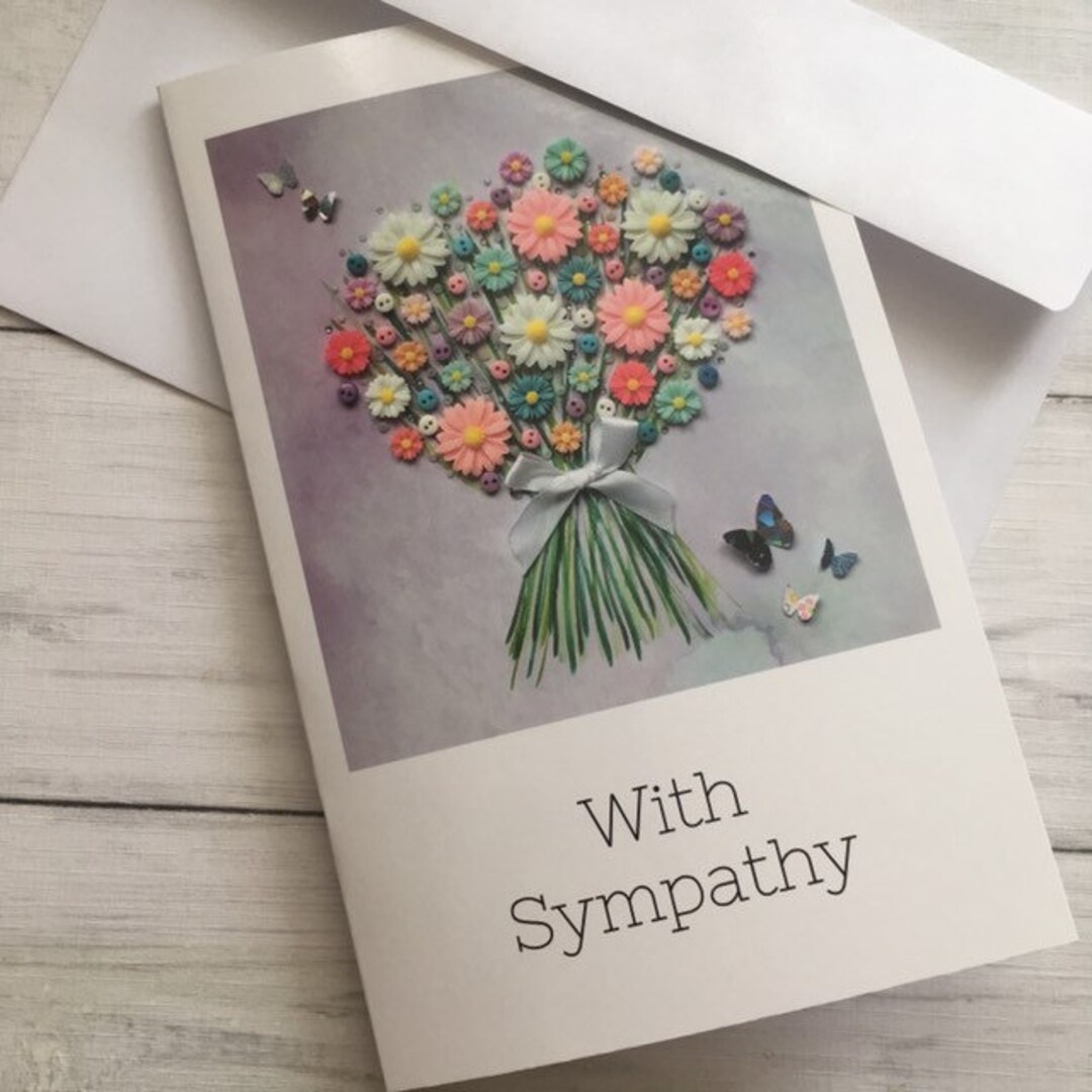 PRINTED Floral Sympathy Cards, Flat Printed Cards, With Sympathy Card ...