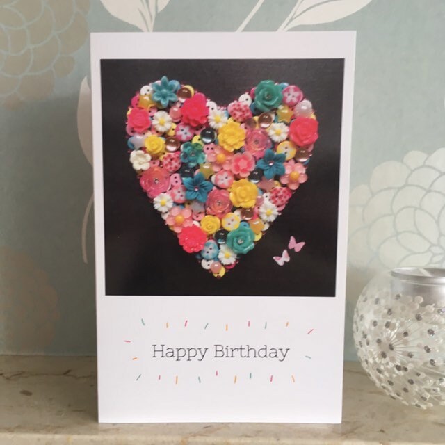 PRINTED Heart Birthday Cards Flat Printed Cards Heart Theme - Etsy