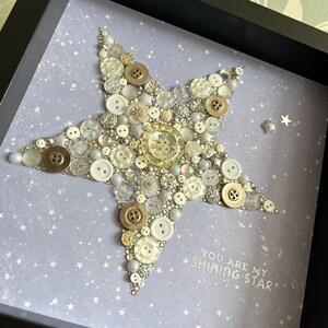 The Button Star, Button Framed Art, Star Theme Decor, Button Art Star ...