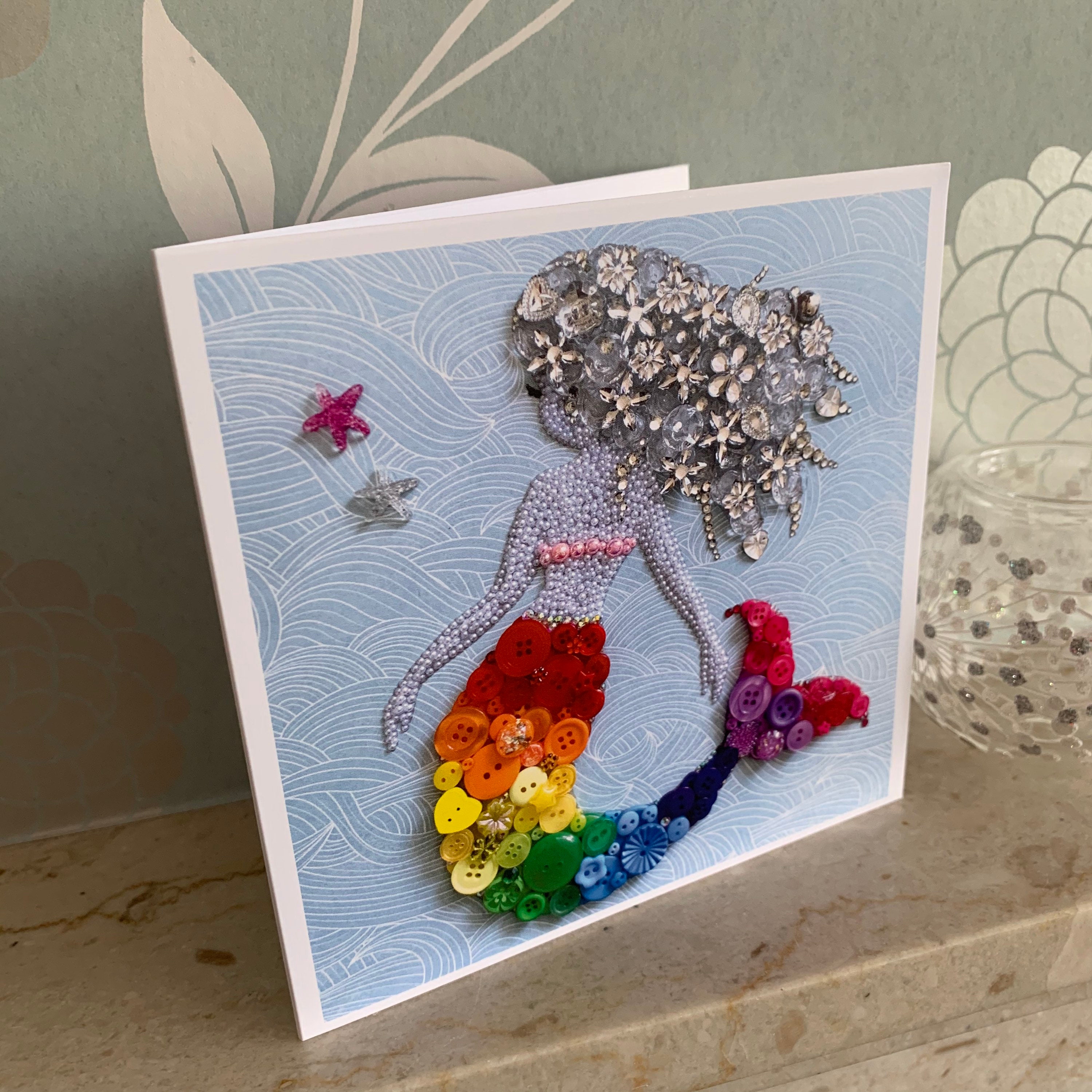 PRINTED Rainbow Mermaid Card Flat Printed Card Mermaid Theme | Etsy