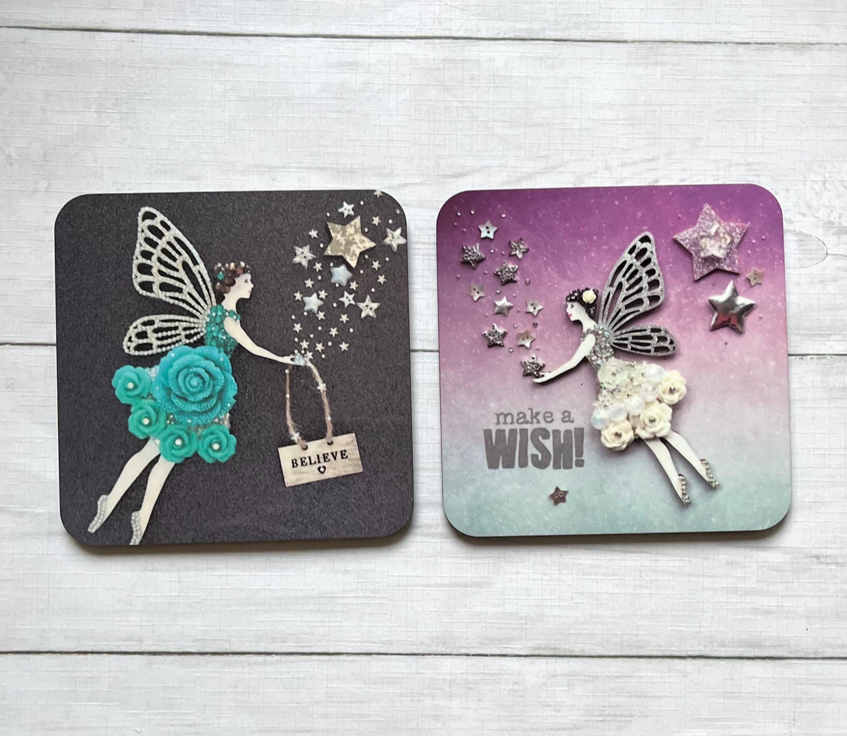 PRINTED Individual Fairy Coasters, Fairy Art Drinks Mat, Fairy Theme ...