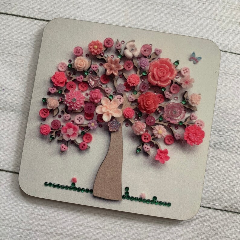 PRINTED Individual Blossom Tree Coasters Pink Tableware Tree - Etsy