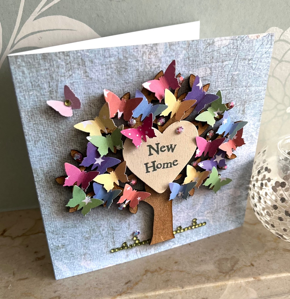 PRINTED New Home Card, Tree Art Cards, Unique Greeting Cards, Butterfly ...