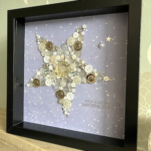 The Button Star, Button Framed Art, Star Theme Decor, Button Art Star ...