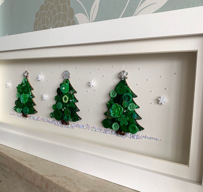 The Button Christmas Trees Button Art Gift Unique Christmas | Etsy