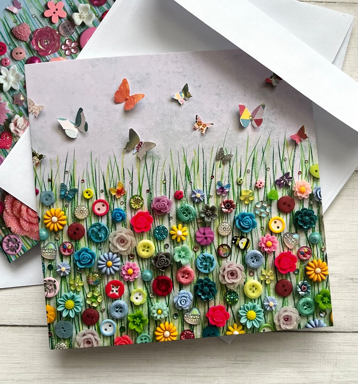 PRINTED Set of 5 Flower Meadow Cards, 14x14cm Floral Art Card Set ...