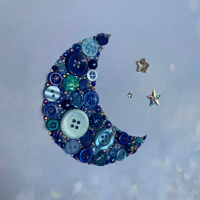 The Blue Moon, Button Art, Blue Moon Theme Decor, Inspirational Decor ...