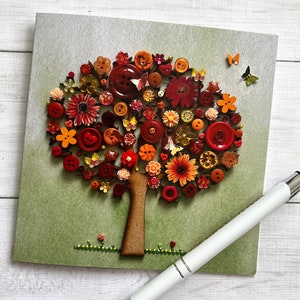 PRINTED (not 3D) Set of 4 Tree Art Cards, 14x14cm Tree Art Card Set ...
