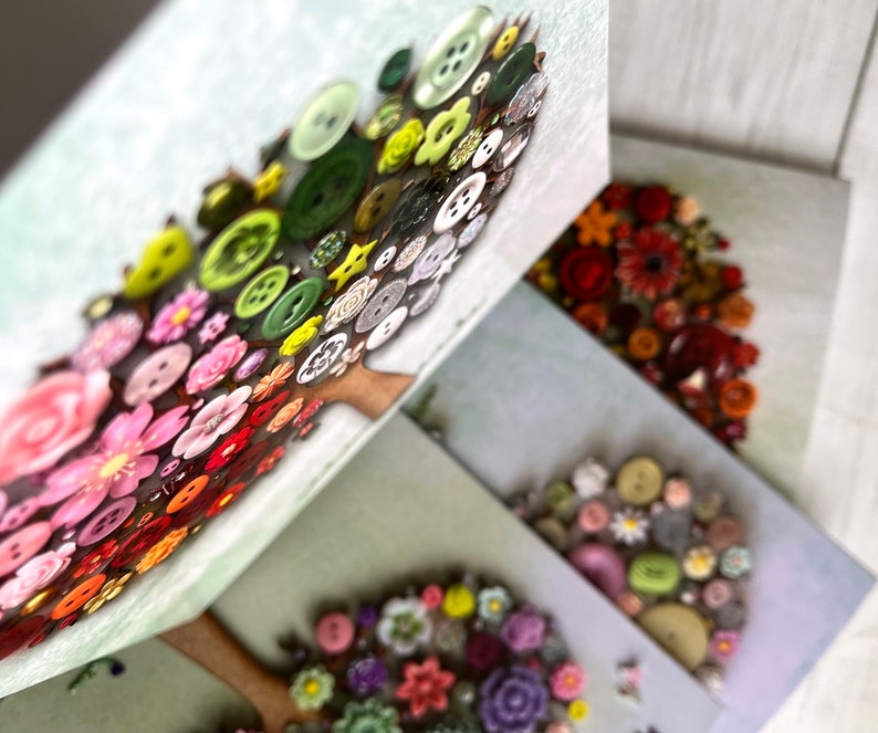 PRINTED (not 3D) Set of 4 Tree Art Cards, 14x14cm Tree Art Card Set ...