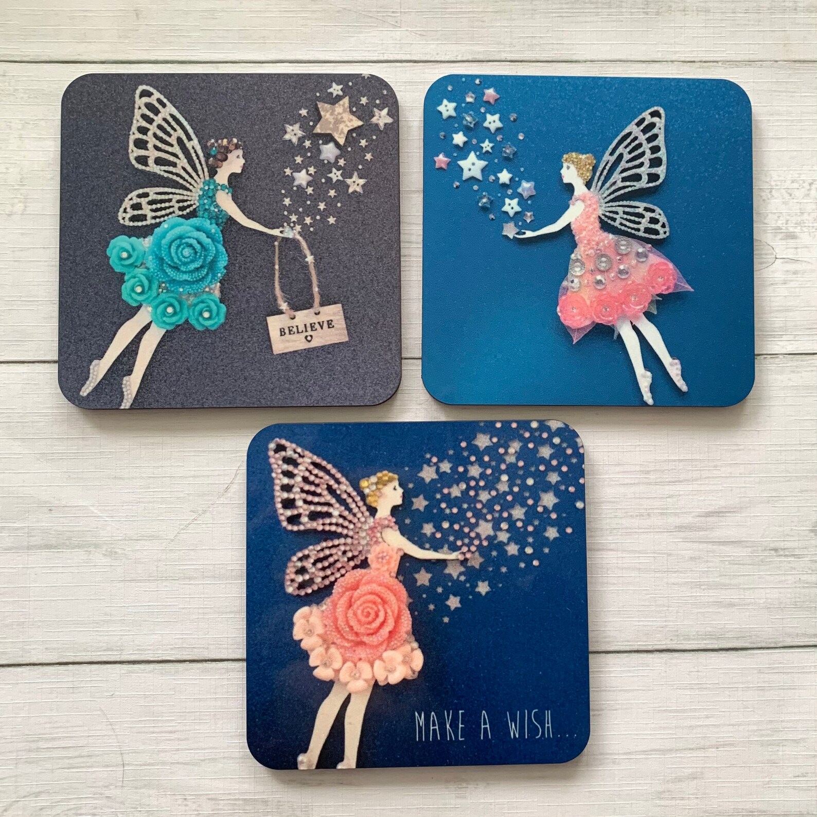 PRINTED Individual Fairy Coasters Fairy Art Drinks Mat Fairy - Etsy