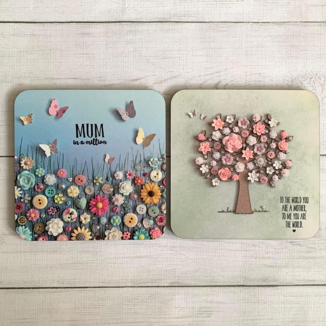PRINTED (not 3D) Individual Mum Quote Coasters, Mum Drinks Mat, Mum ...