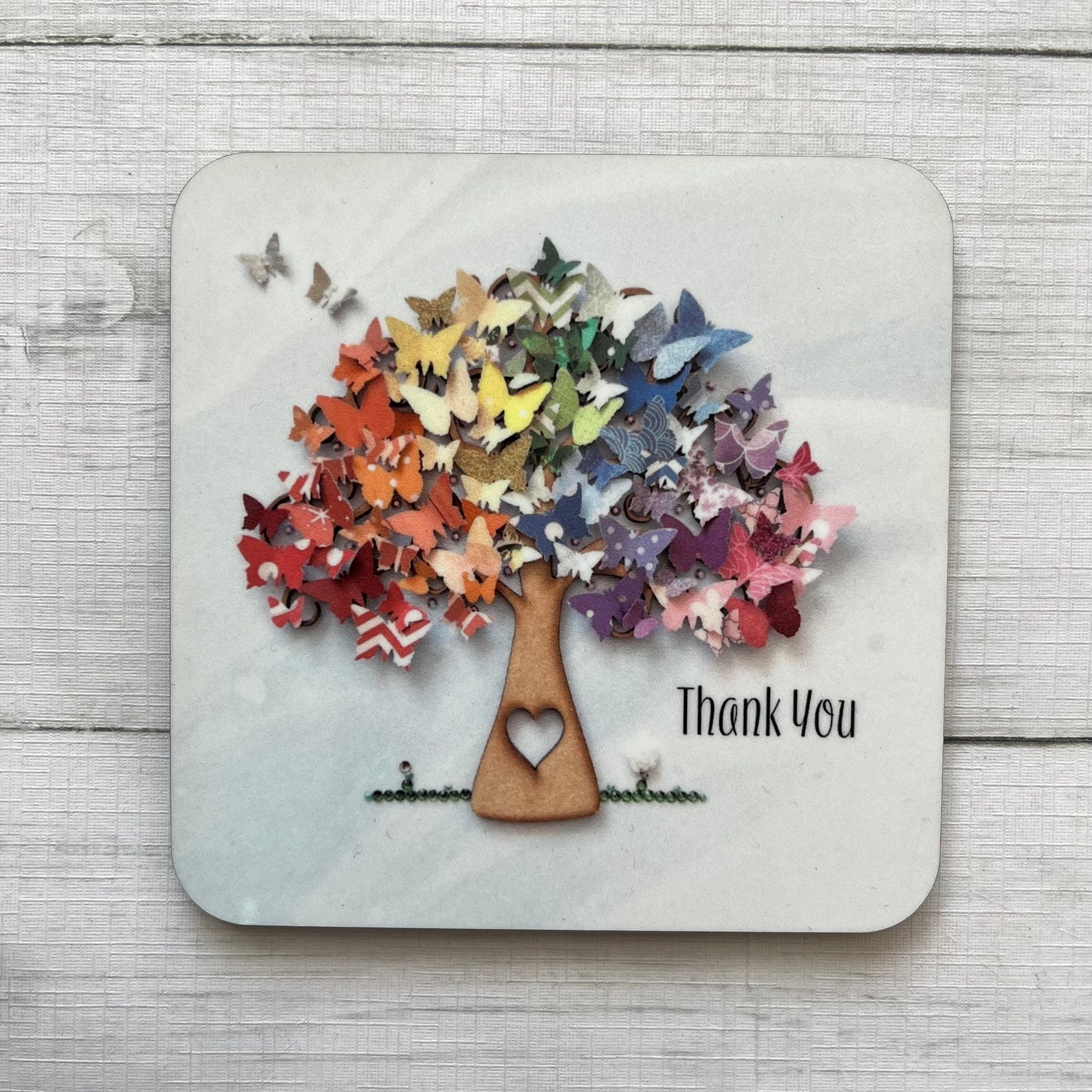 PRINTED Individual Thank You Rainbow Tree Art Coasters Tree - Etsy
