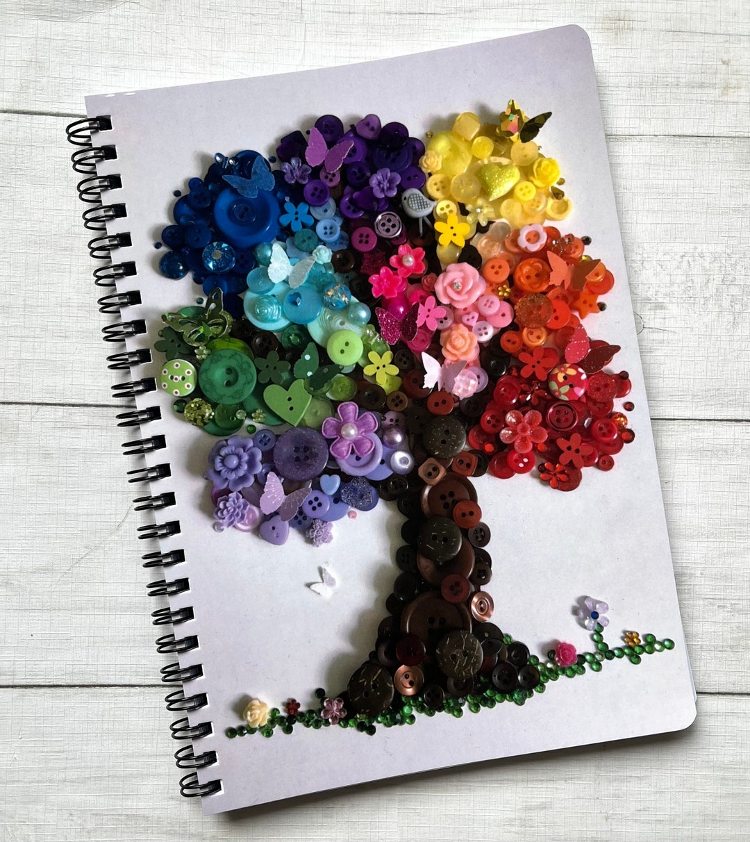 PRINTED Rainbow Tree Art Spiral Notebook, Tree Theme Gift, Tree Print ...