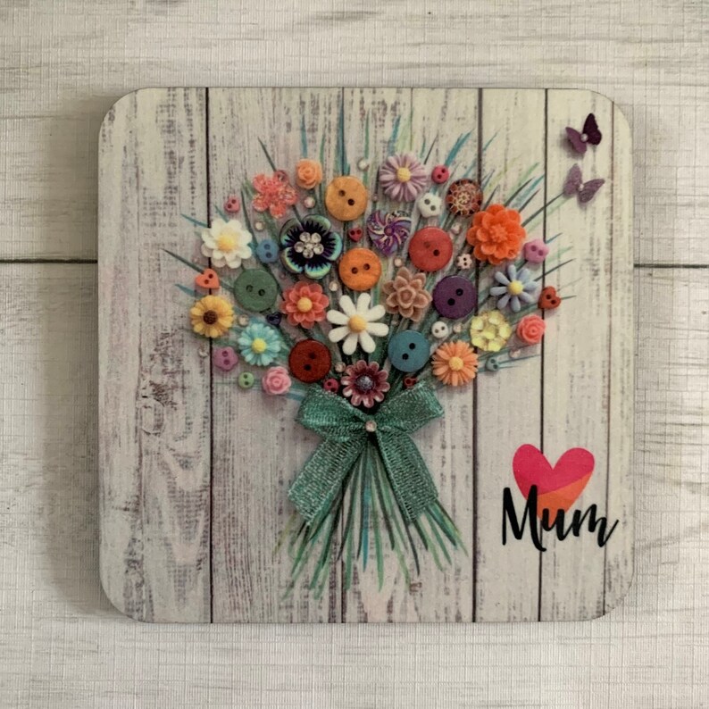 PRINTED Individual Mum Coasters Love You Mum Drinks Mat Mum | Etsy