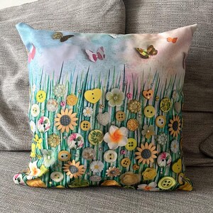 PRINTED Large Photo Art Print Cushion, Floral Art Cushion, Cushion Cover and Pad, Colourful ...