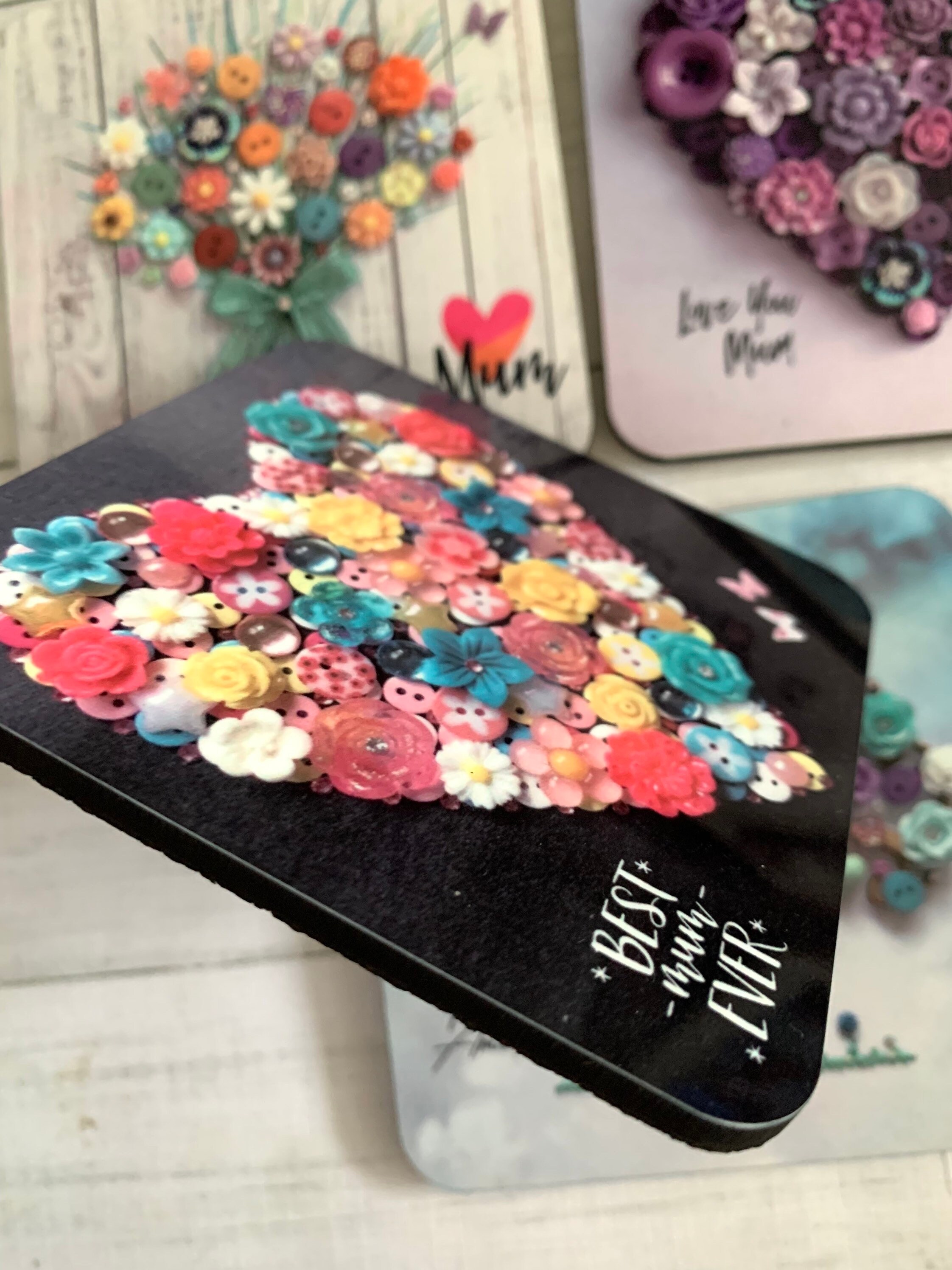 PRINTED Individual Mum Coasters Love You Mum Drinks Mat Mum | Etsy