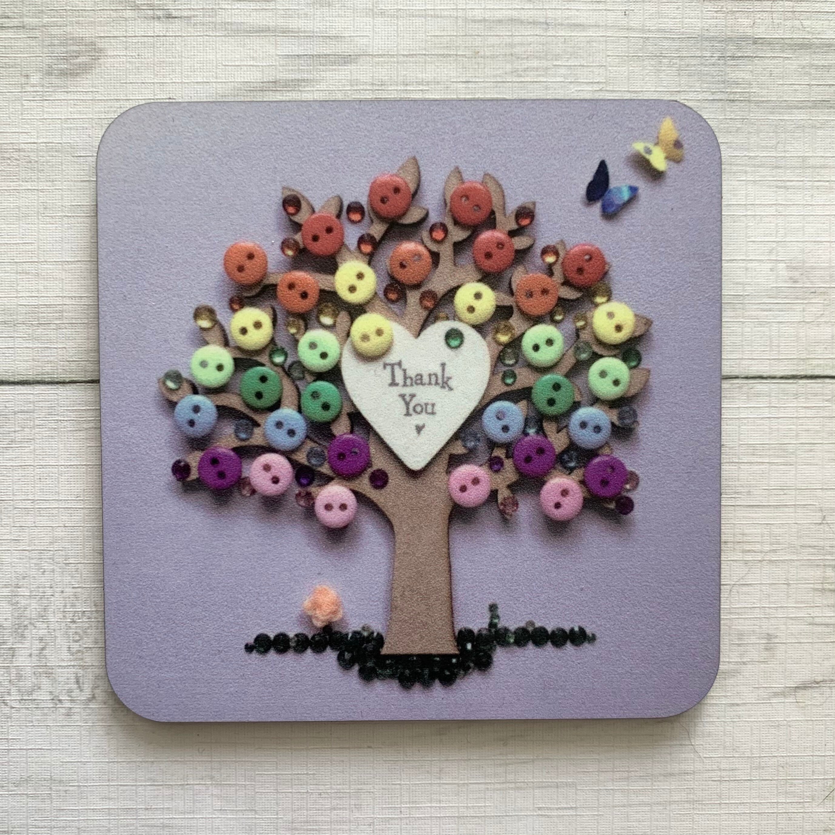 PRINTED Individual Thank You Tree Coasters Tree Art Drinks | Etsy UK