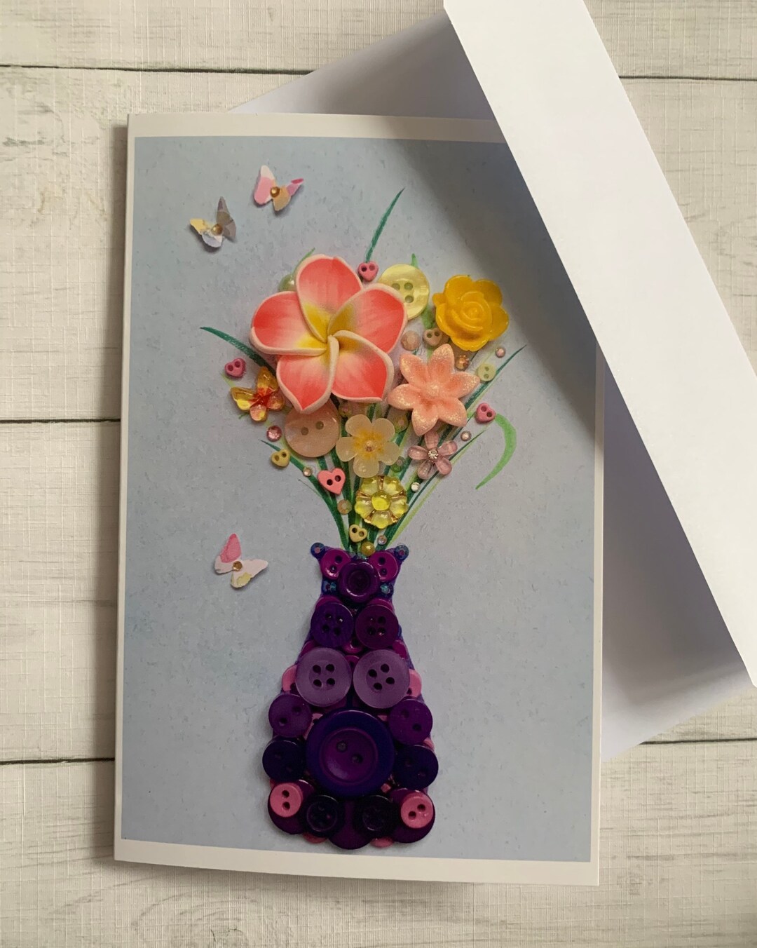 PRINTED (not 3D) Flower Vase Cards, Everlasting Flower Card, Original ...