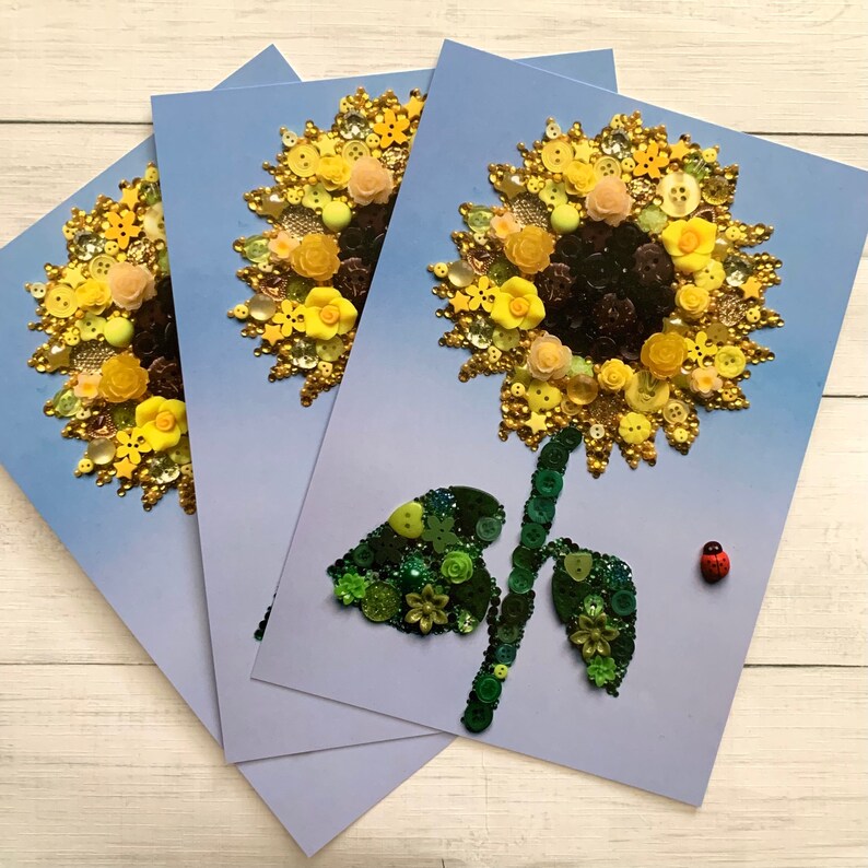Set of 3 PRINTED A5 Sunflower Postcards, Sunflower Postcard Pack ...
