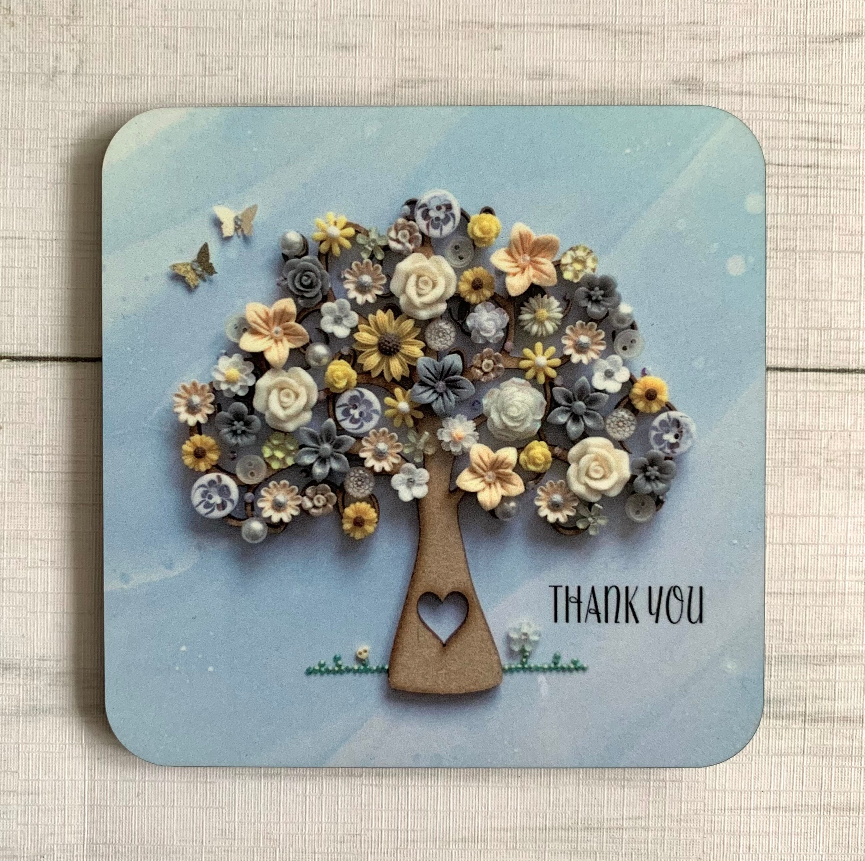 PRINTED Individual Thank You Tree Art Coasters Tree Drinks - Etsy