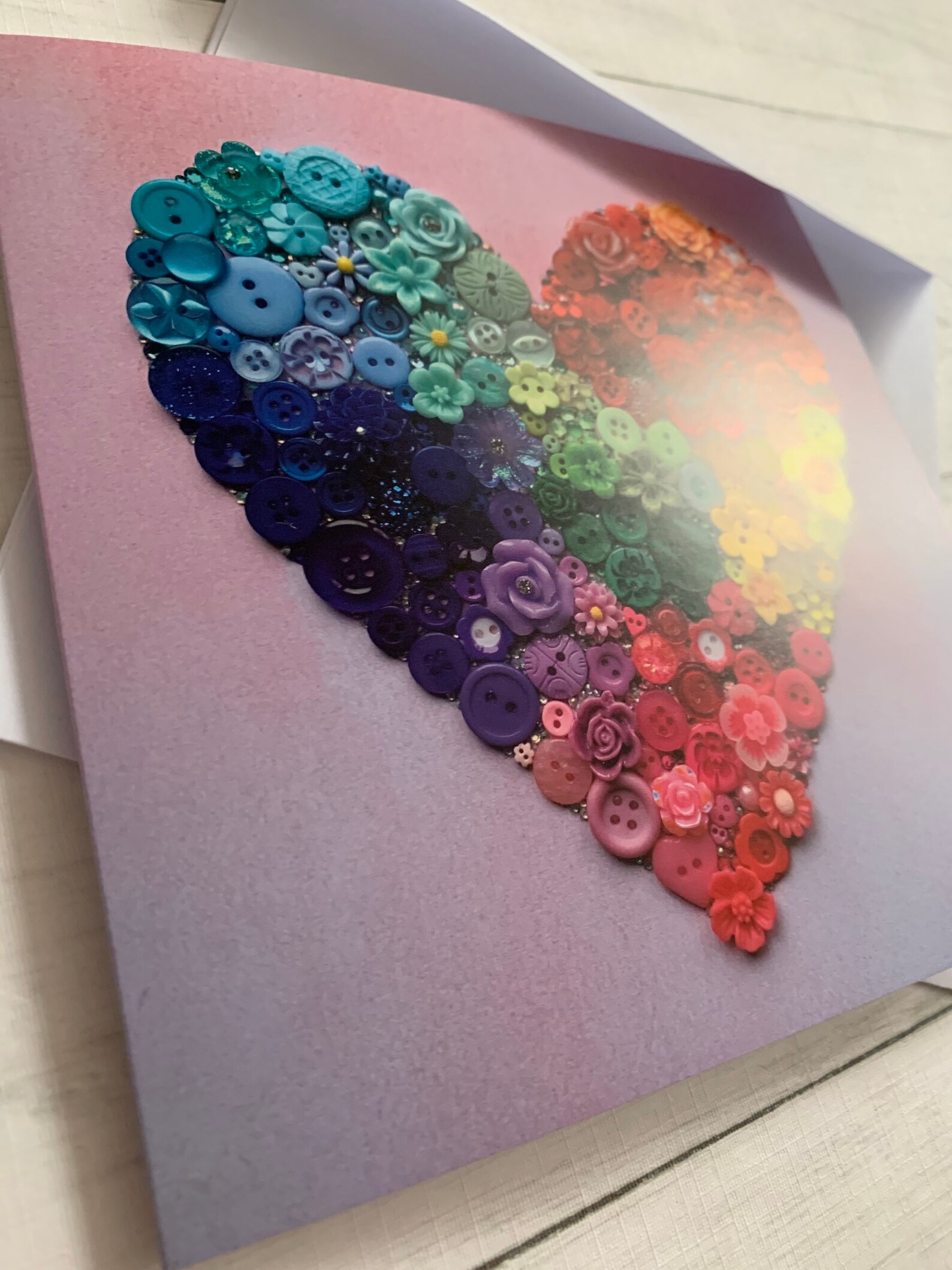 PRINTED Rainbow Heart Card Heart Theme Print Rainbow Lover | Etsy