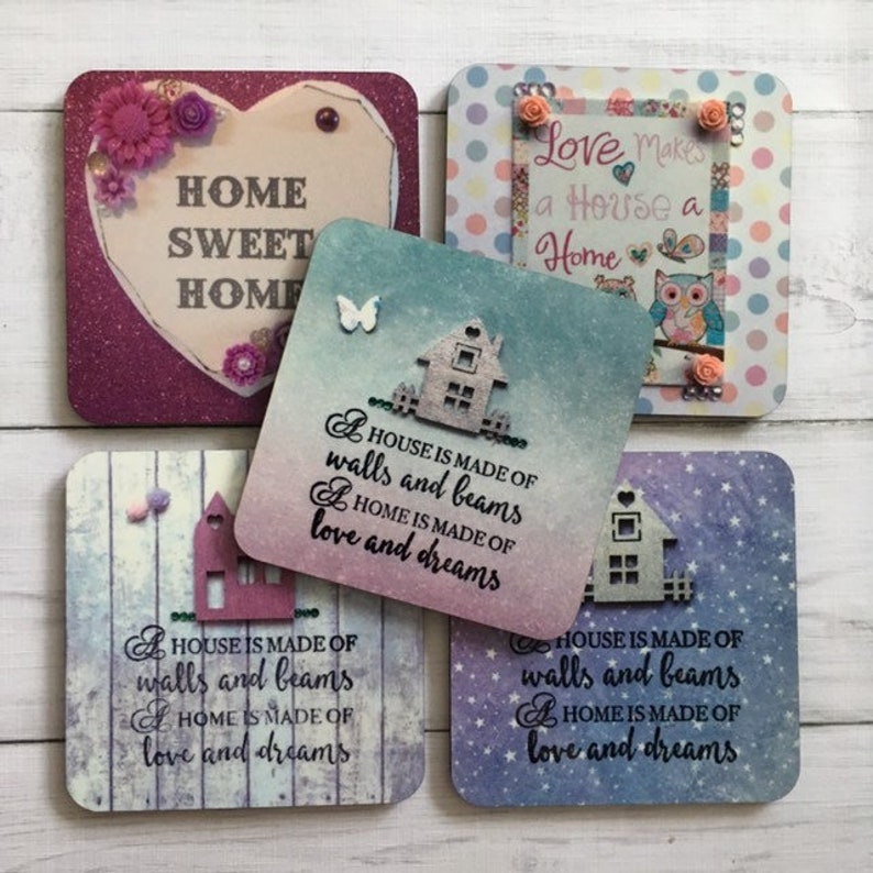 PRINTED Individual New Home Coasters Quote Coasters Home - Etsy