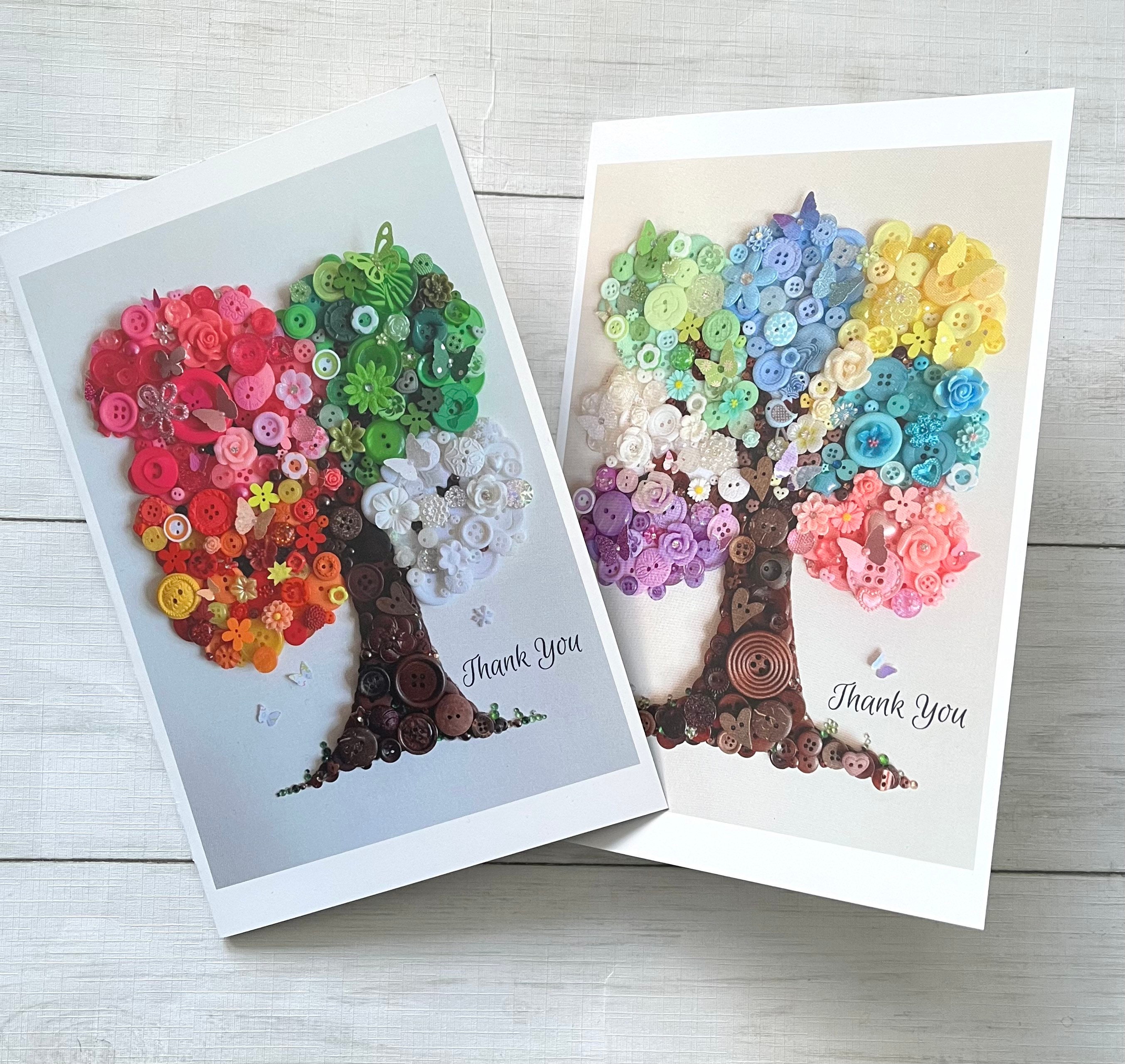 PRINTED Set of 2 Thank You Cards, Tree Art Thank You, Glossy Printed ...