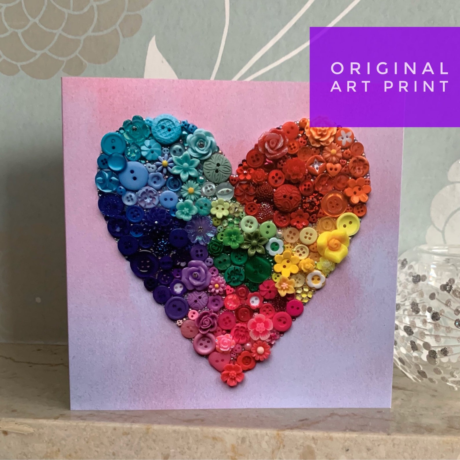 PRINTED Rainbow Heart Card Heart Theme Print Rainbow Lover | Etsy