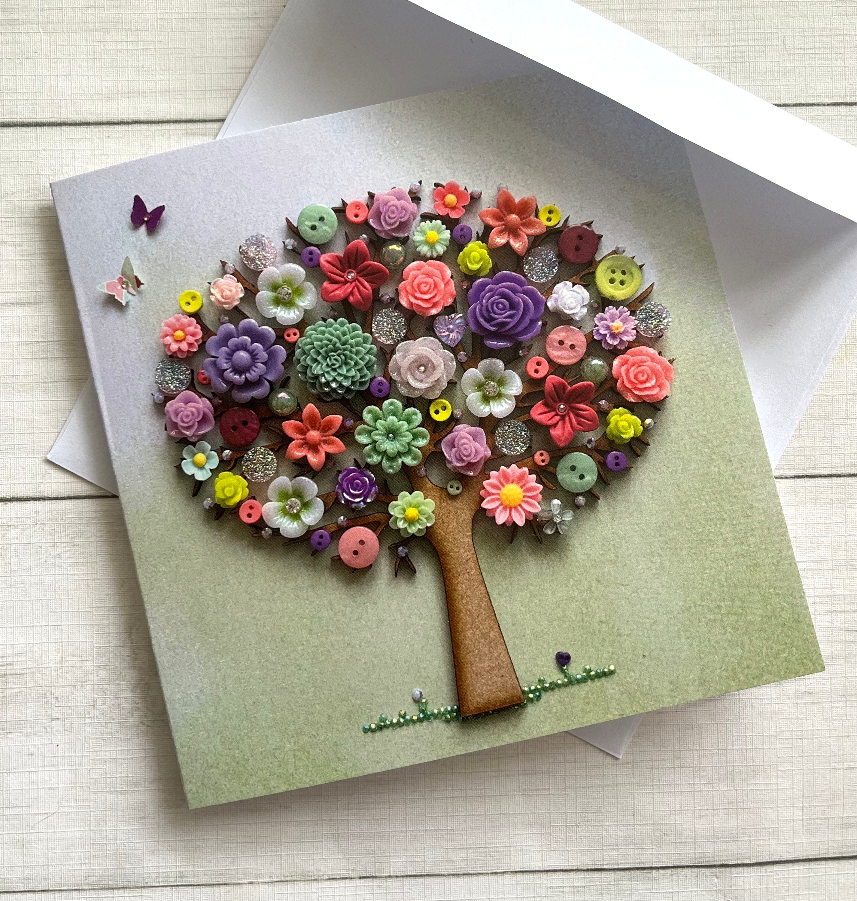 PRINTED (not 3D) Set of 4 Tree Art Cards, 14x14cm Tree Art Card Set ...