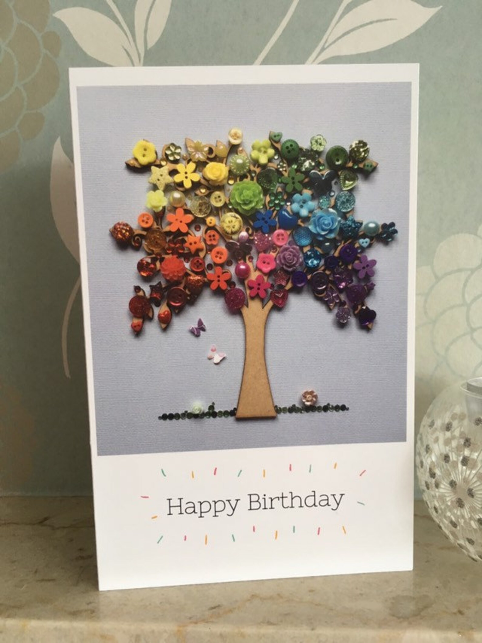 PRINTED Tree Birthday Cards, Art Print Card, Rainbow Theme Birthday ...