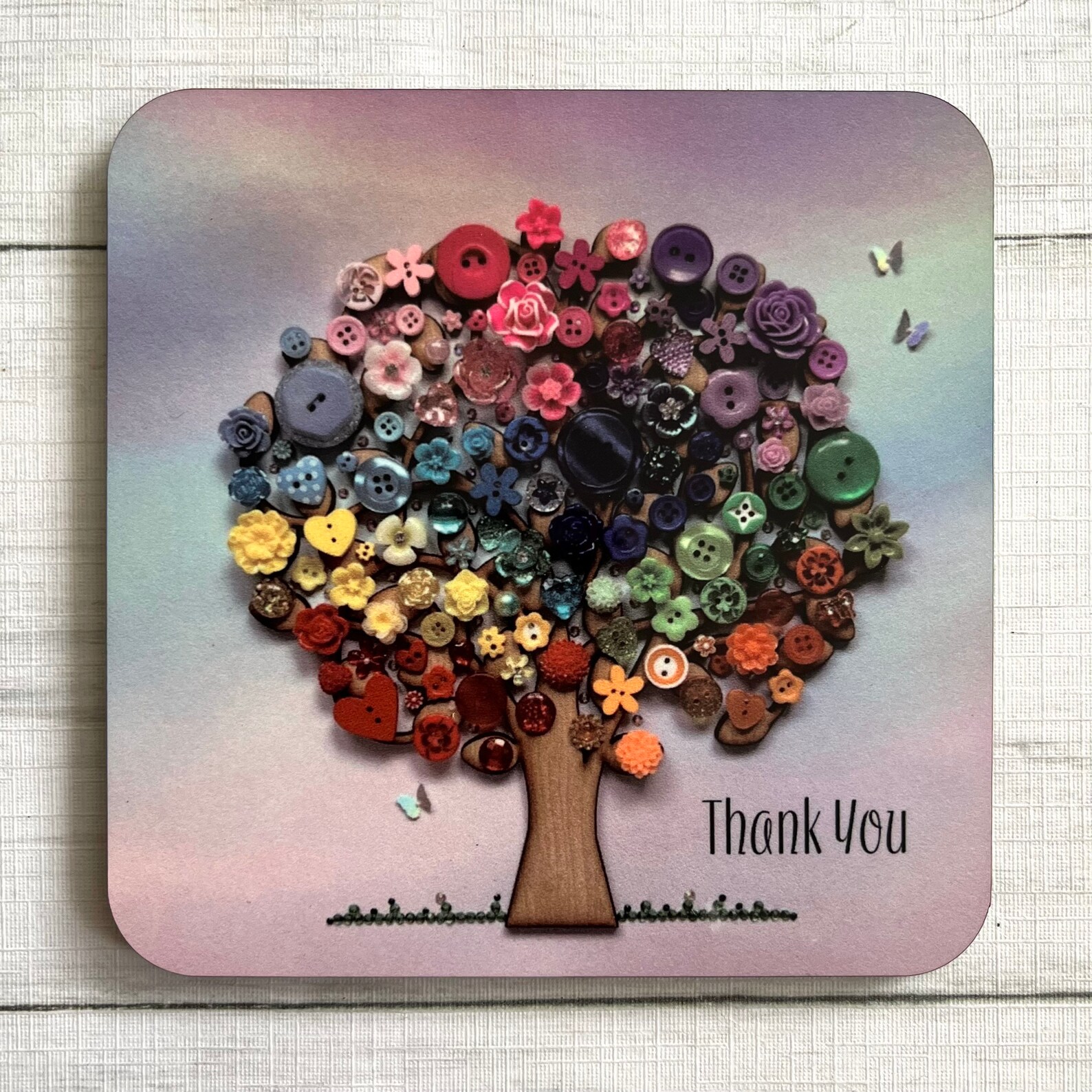 PRINTED Individual Thank You Rainbow Tree Art Coasters Tree - Etsy