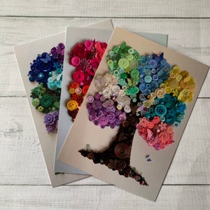 Set of 3 PRINTED (not 3D) Tree Postcards, Tree Art Postcard Pack ...
