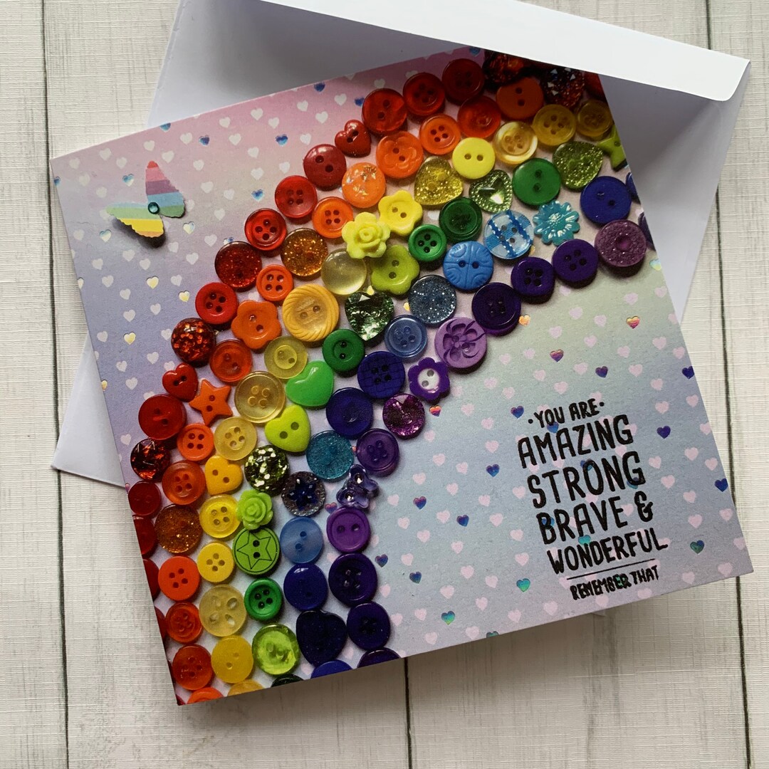 PRINTED Rainbow Greeting Cards, Flat Art Card, Self Esteem Card ...