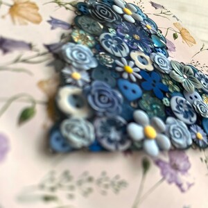 PRINTED Blue Floral Heart Card, Glossy With Love Card, Flat Printed ...