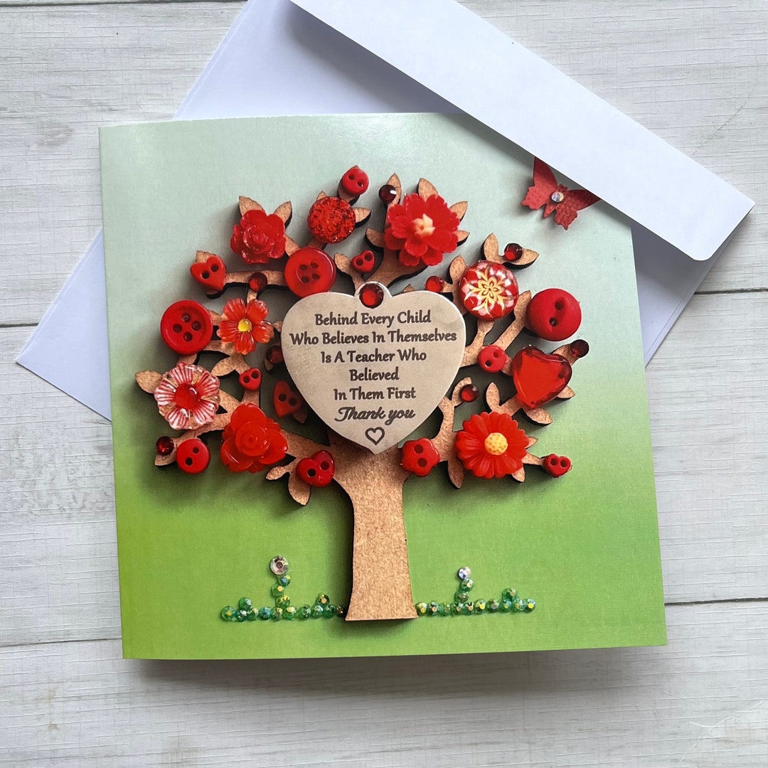 PRINTED Teacher Thank You Quote Cards, Teacher Tree Art Quote Card ...