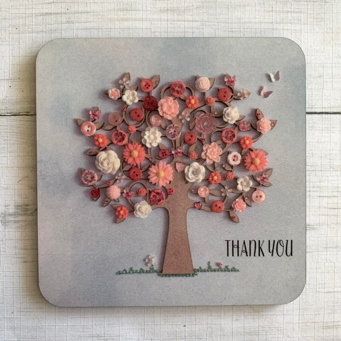 PRINTED Individual Thank You Tree Art Coasters Tree Art - Etsy