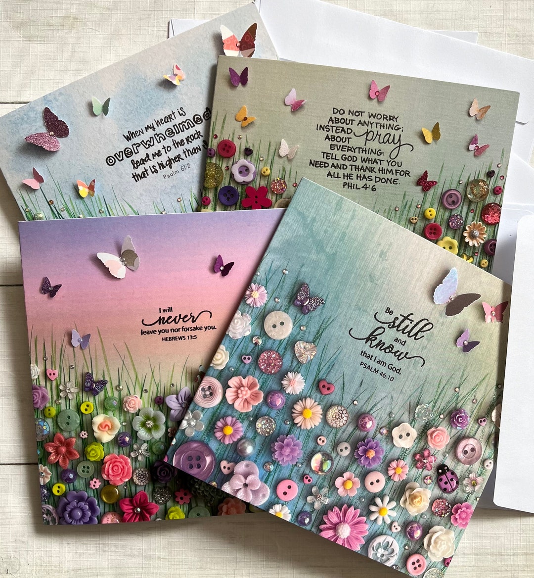 PRINTED (not 3D) Set of 4 Bible Verse Cards, 14x14cm Art Card Set ...