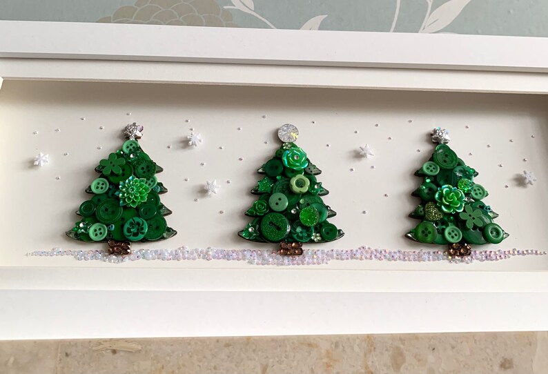 The Button Christmas Trees Button Art Gift Unique Christmas | Etsy