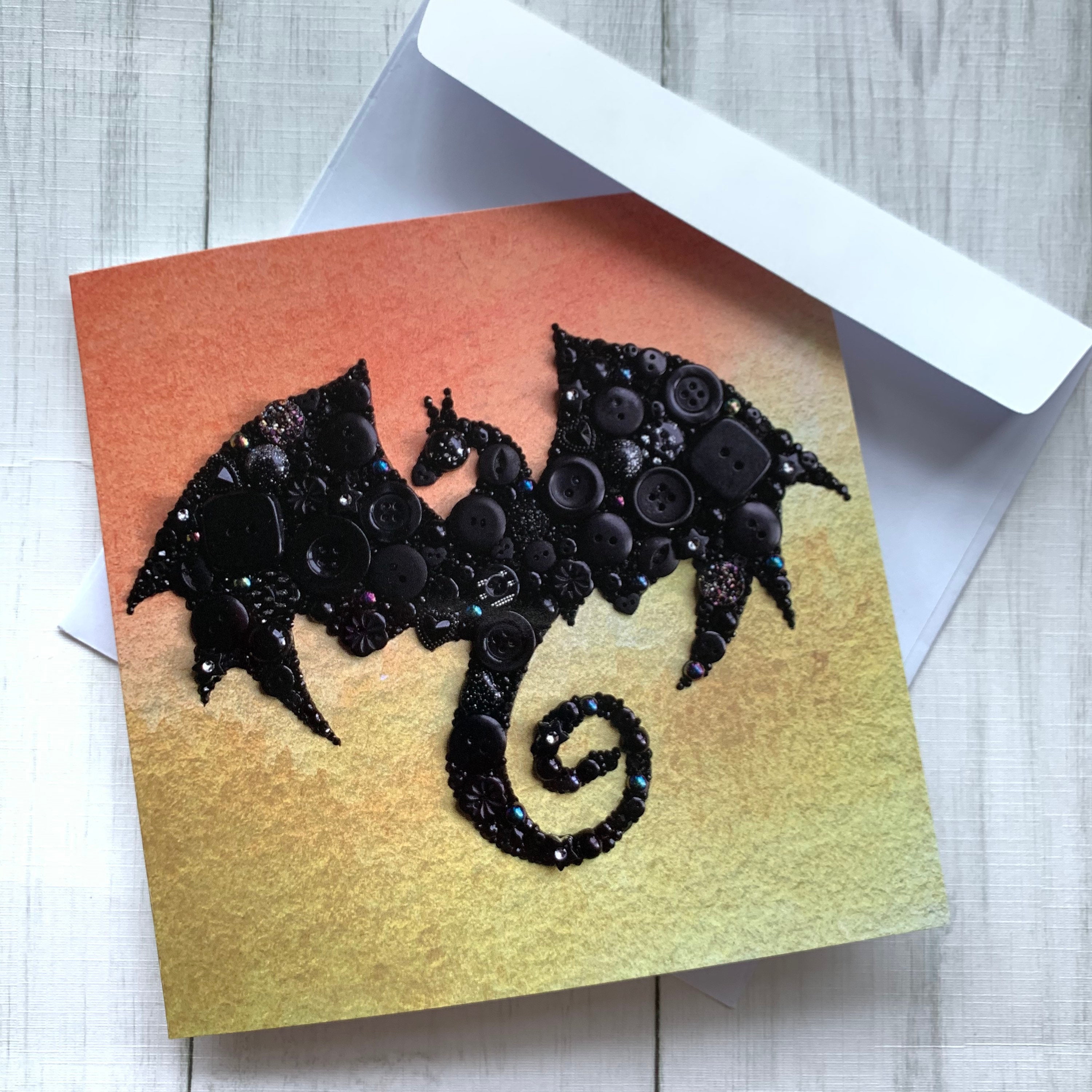 PRINTED Dragon Greeting Cards Dragon Print Cards Button Art | Etsy