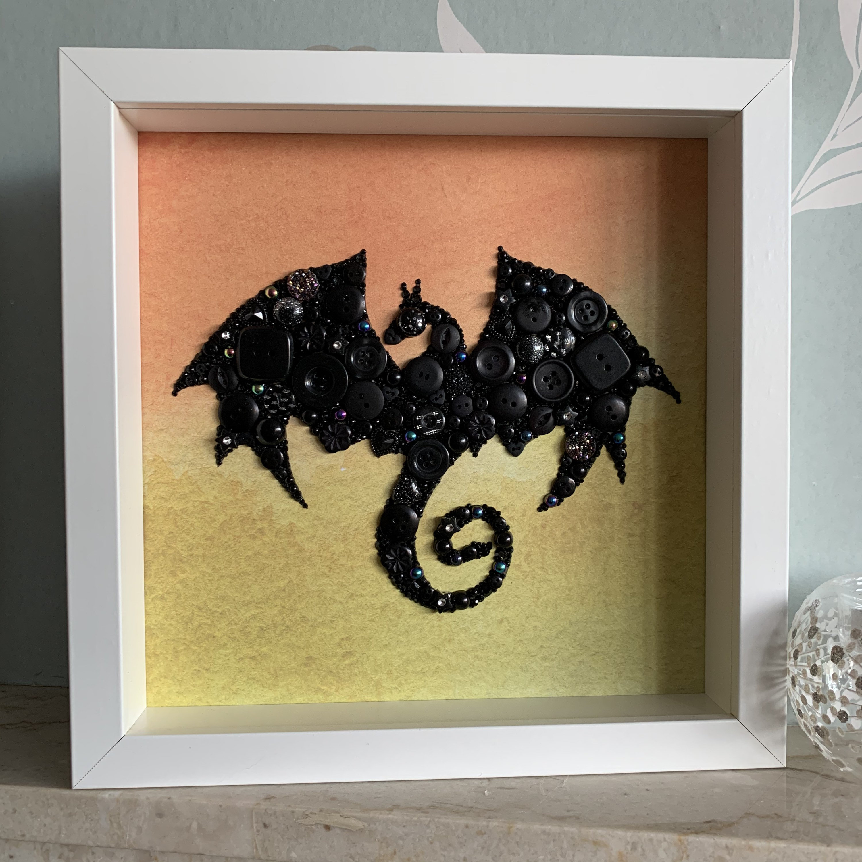 The Button Dragon, Button Art, Dragon Gift, Dragon Wall Art, Framed ...