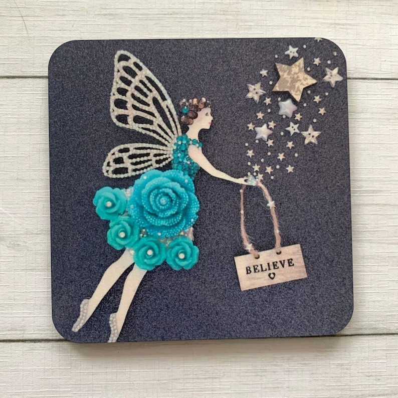 PRINTED Individual Fairy Coasters Fairy Art Drinks Mat Fairy | Etsy