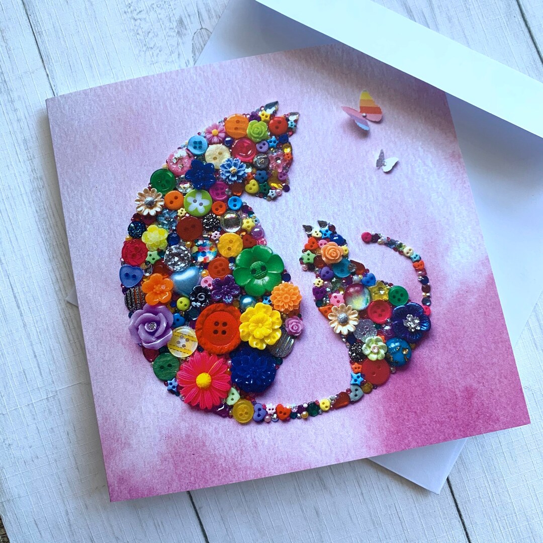PRINTED (not 3D) Rainbow Cat Cards, Flat Printed Cards, Cat Art Theme ...