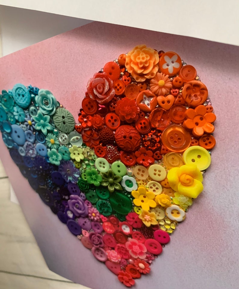 PRINTED Rainbow Heart Card Heart Theme Print Rainbow Lover | Etsy