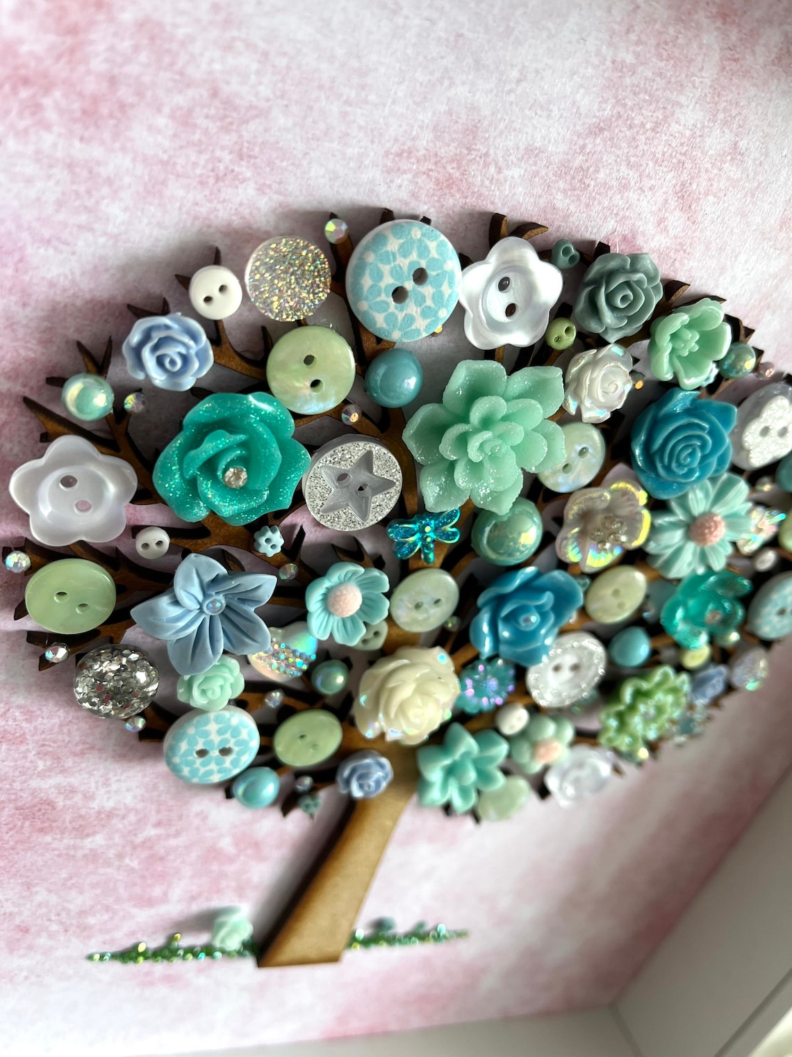 The Teal Button Tree Button Art Tree Theme Decor Nature - Etsy