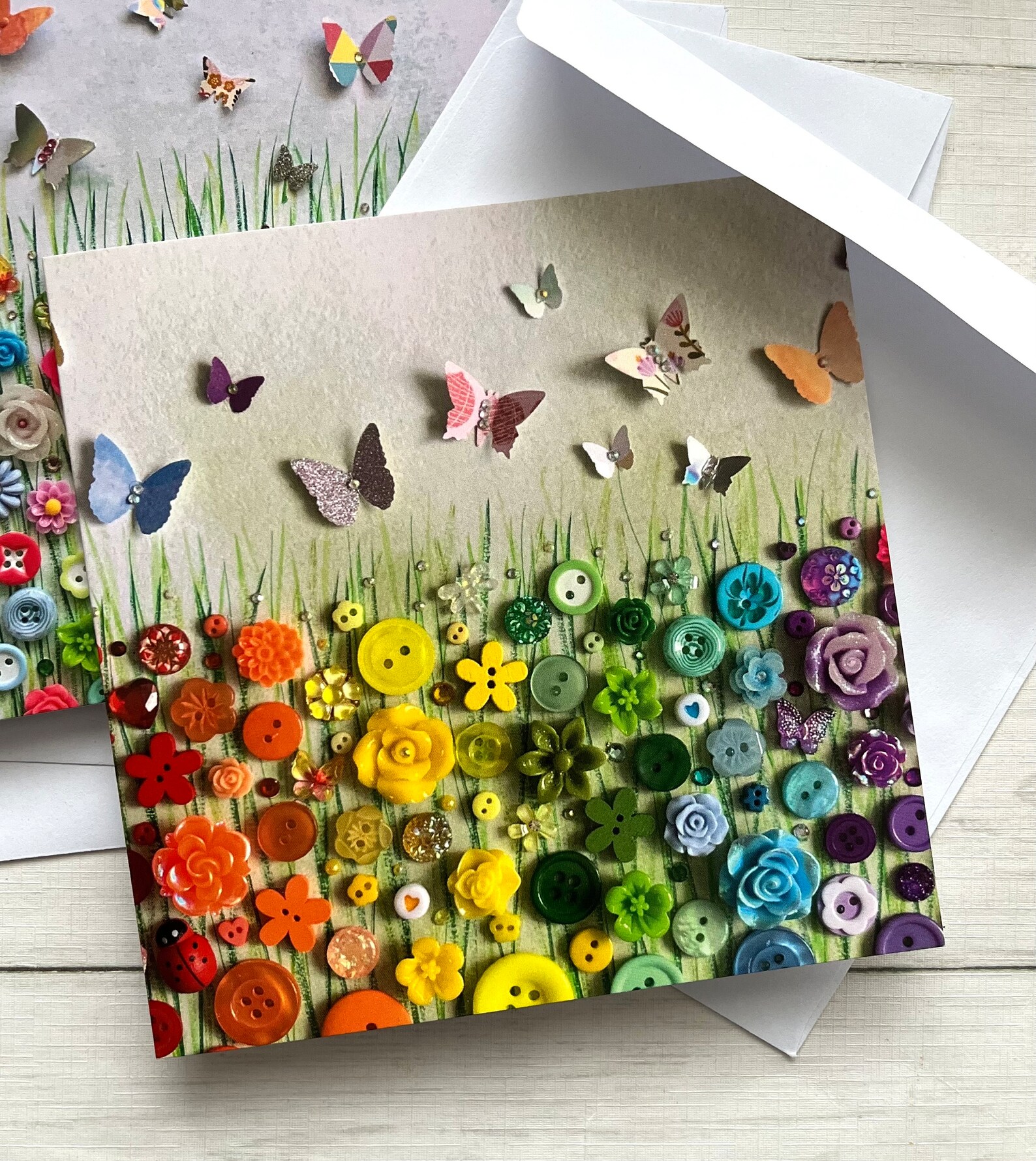 PRINTED Set of 5 Flower Meadow Cards, 14x14cm Floral Art Card Set ...