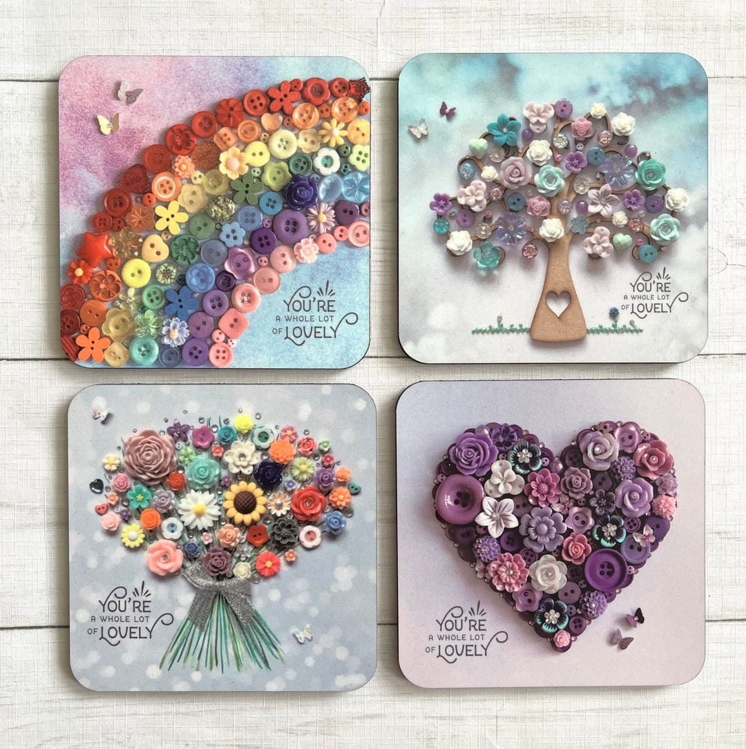 PRINTED Individual You’re Lovely Quote Coasters, Original Art Drinks ...