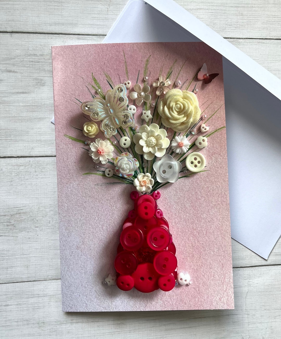 PRINTED (not 3D) Floral Vase Cards, Everlasting Flower Card, Original ...