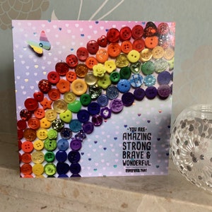 PRINTED Rainbow Greeting Cards, Flat Art Card, Self Esteem Card ...
