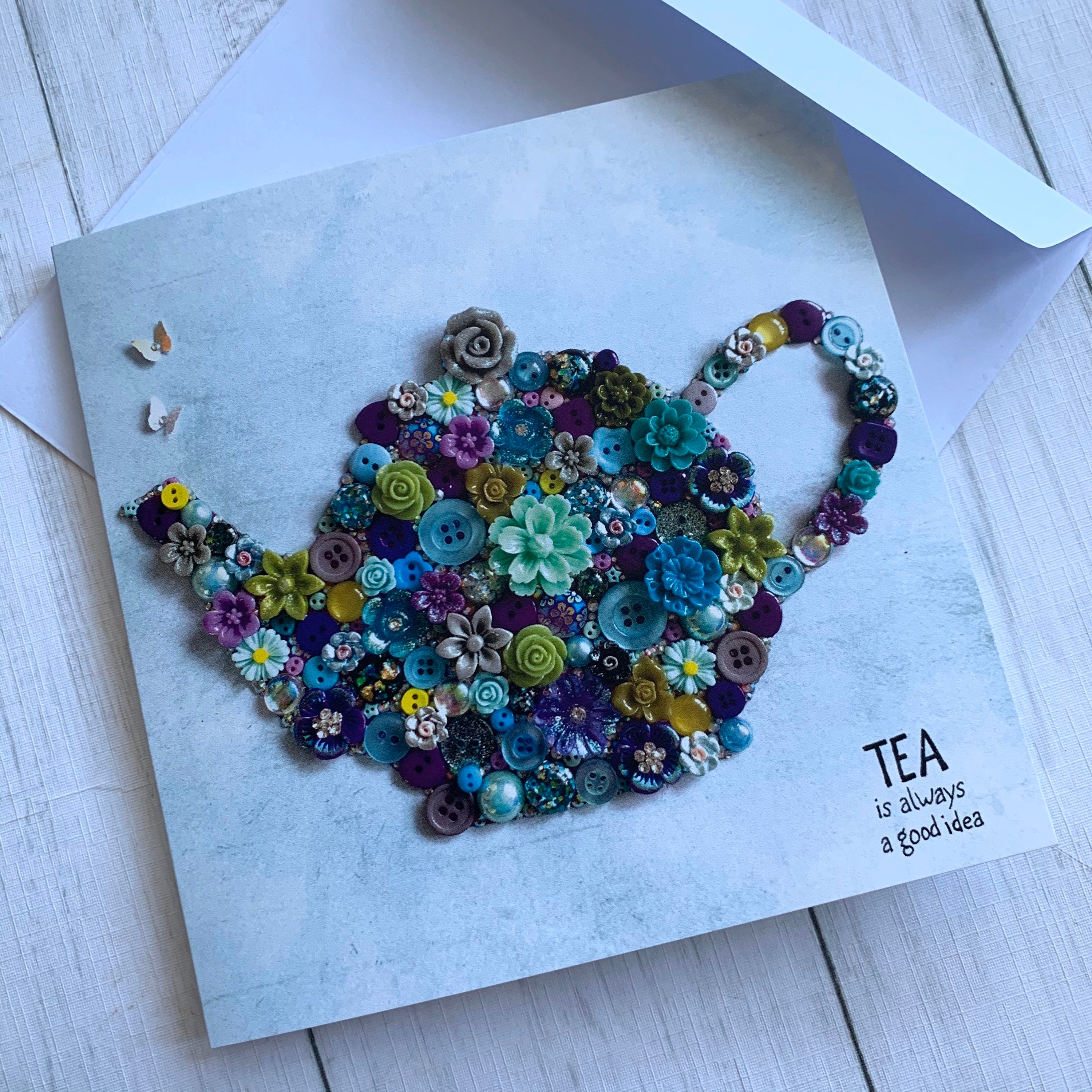 PRINTED Teapot Theme Greeting Cards Flat Printed Card Tea - Etsy Canada