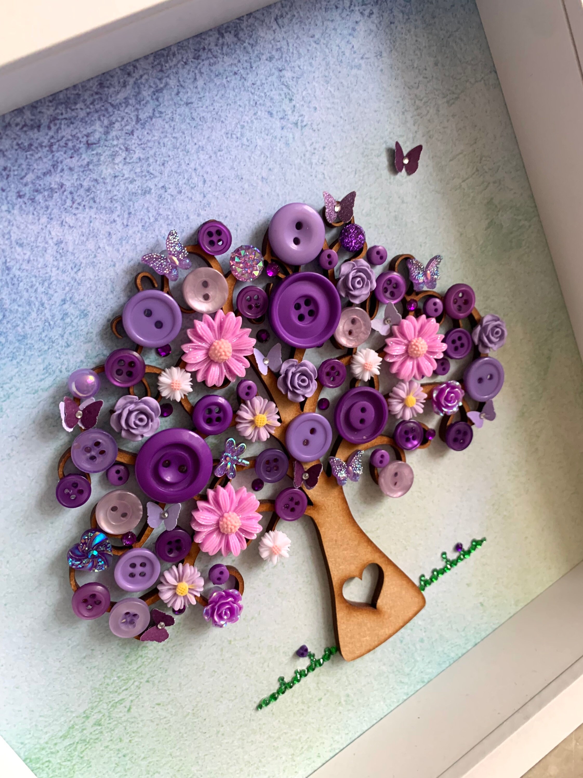 The Purple Button Tree Button Art Tree Wall Art Daisy Tree | Etsy